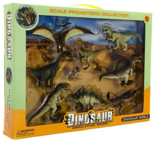 Dinosaurus plast 8ks v krabici 46x34x7cm