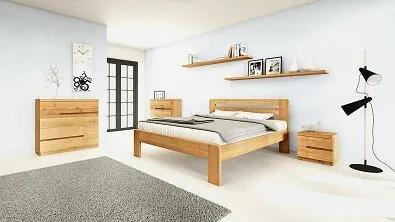 Postel Postelia BRUSSEL Dub 160x200 - Manželské dvoulůžko, dřevěná postel z masivu 3,7 cm