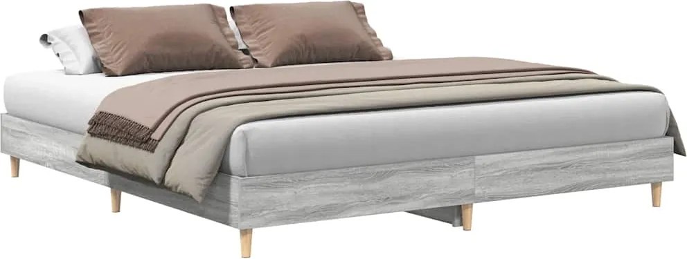 Rám postele bez matrace Grey Sonoma 200x200 cm kompozitní dřevo 3328704