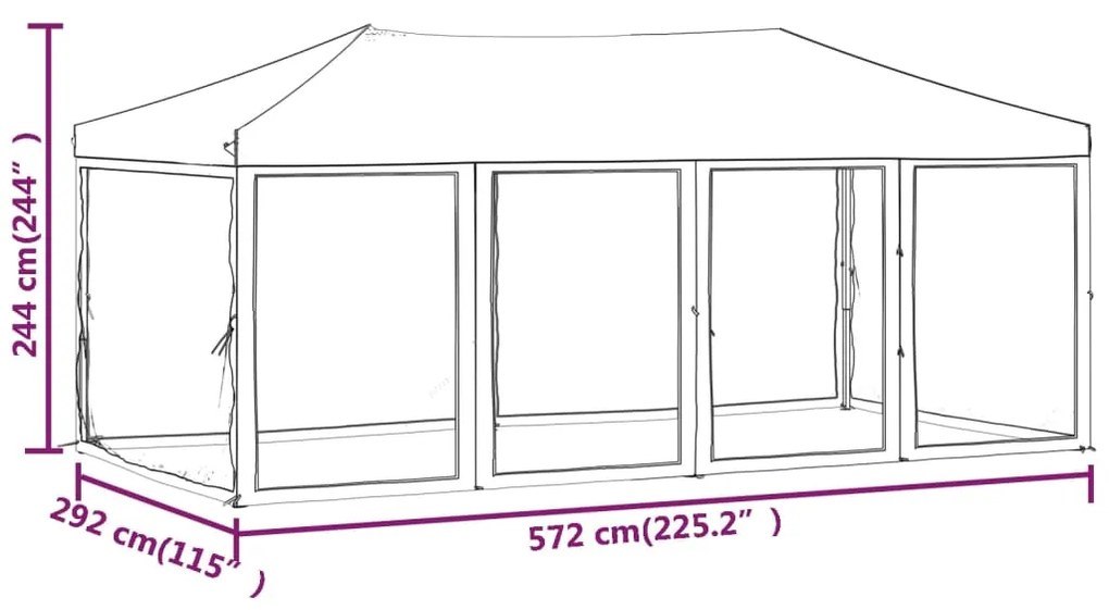 Skládací party stan s bočními stěnami antracitový 3 x 6 m - Default Title