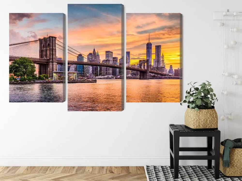 Vícedílný obraz New York City Panoramatická Krajina Nedostatek Nedostatek Přírodní plátno 60x40