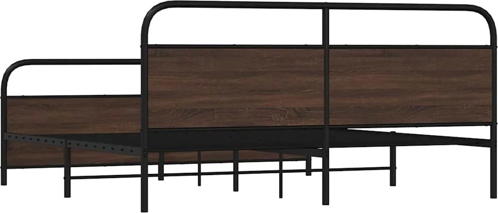 Kovový rám postele bez matrace hnědý dub 183 x 213 cm 3318666