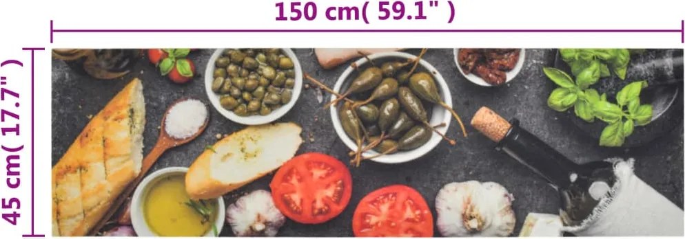 Kuchyňský koberec omyvatelný Víno a jídlo 45 x 150 cm samet 136552