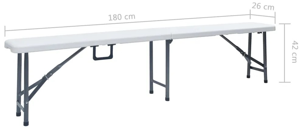 vidaXL Marketos Skládací zahradní lavice 2 ks 180 cm HDPE bílé