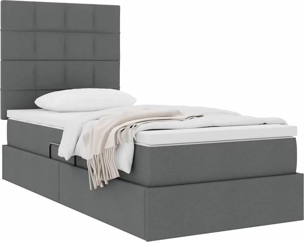 Postel s úložným prostorem a matrací Tmavě šedá 100 x 200 cm 3371761