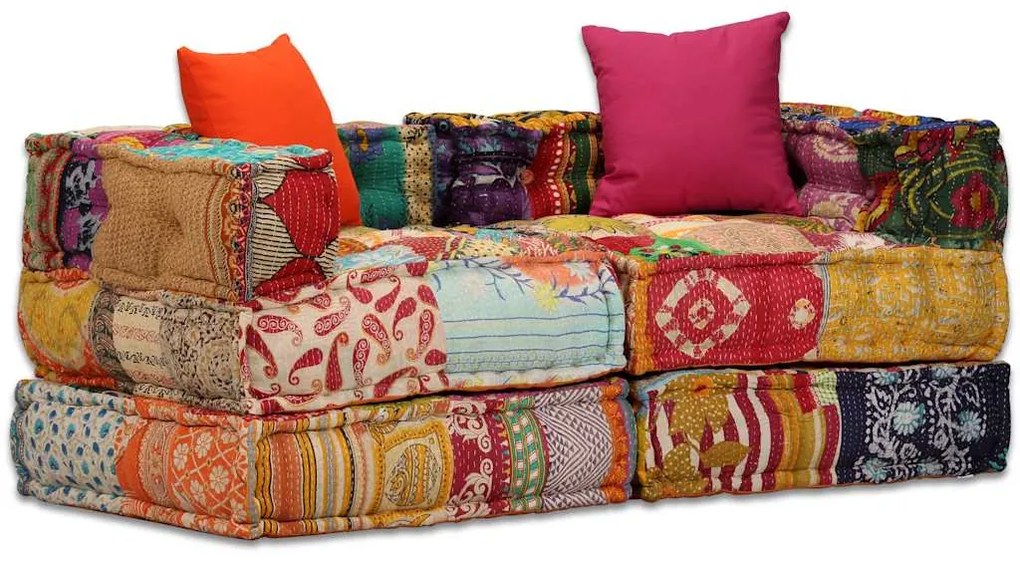 2místný modulární pouf patchwork textil 244977