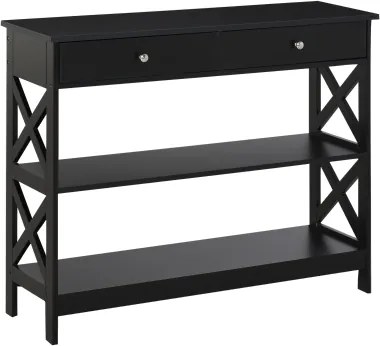 HOMCOM Moderní Konzolový Stolek do Předsíně se 2 Zásuvkami a 2 Spodními Policemi 100x30,5x80 cm Černý