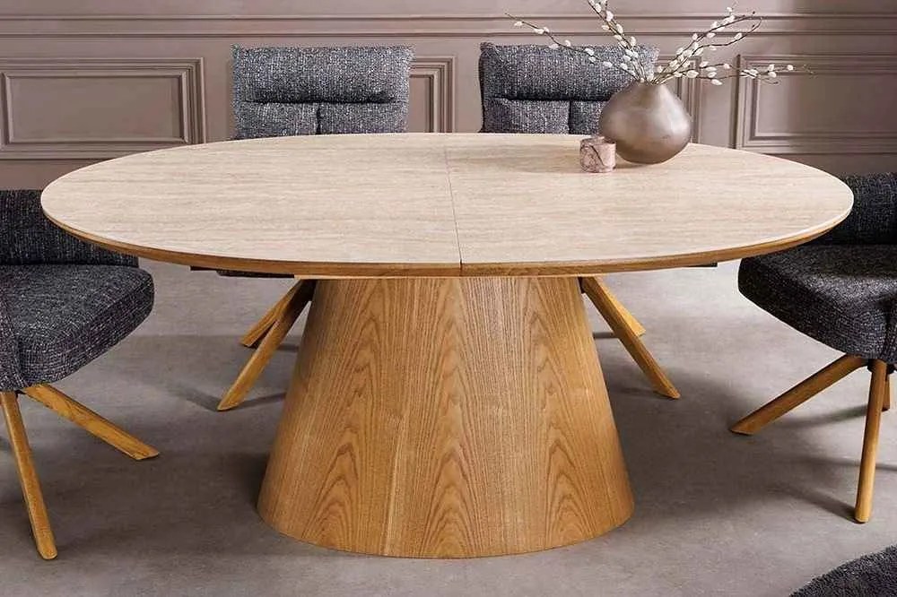 Oválný rozkládací jídelní stůl Parthenia 160-200 cm dub
