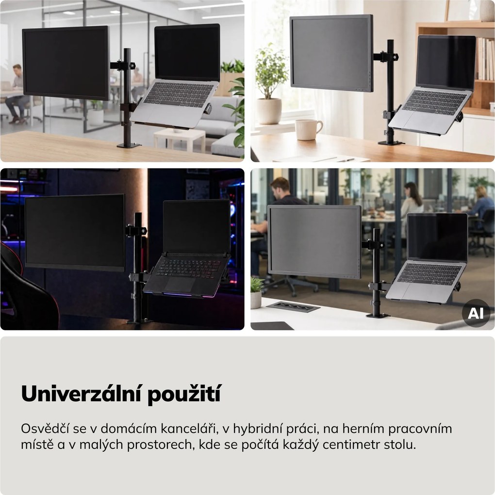 Držák na monitor a notebook 2 v 1 černý: MARK