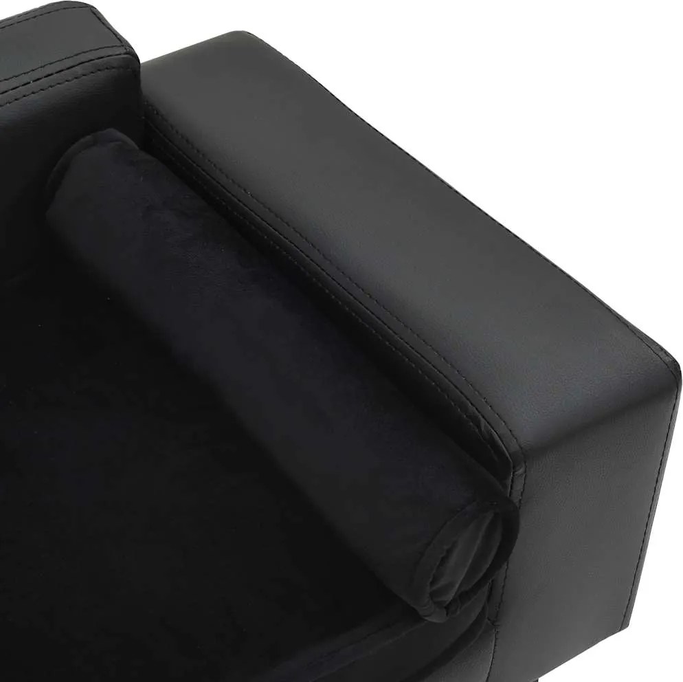 Pohovka pro psy černá 81 x 43 x 31 cm plyš a umělá kůže 170954