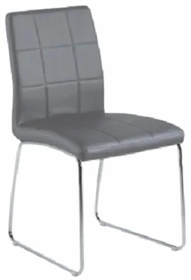 Jídelní židle z šedé ekokůže a chromových nohou TK2034