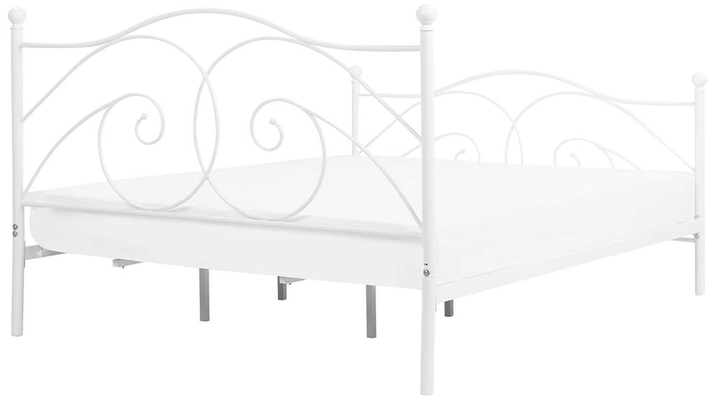 Bílá kovová postel s rámem 180 x 200 cm DINARD Beliani