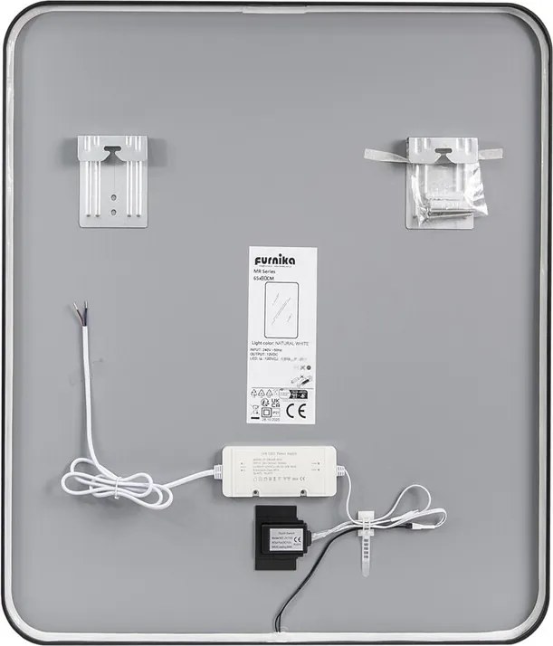 Dotykové nástěnné zrcadlo s LED osvětlením VEGA 65x80 cm černé