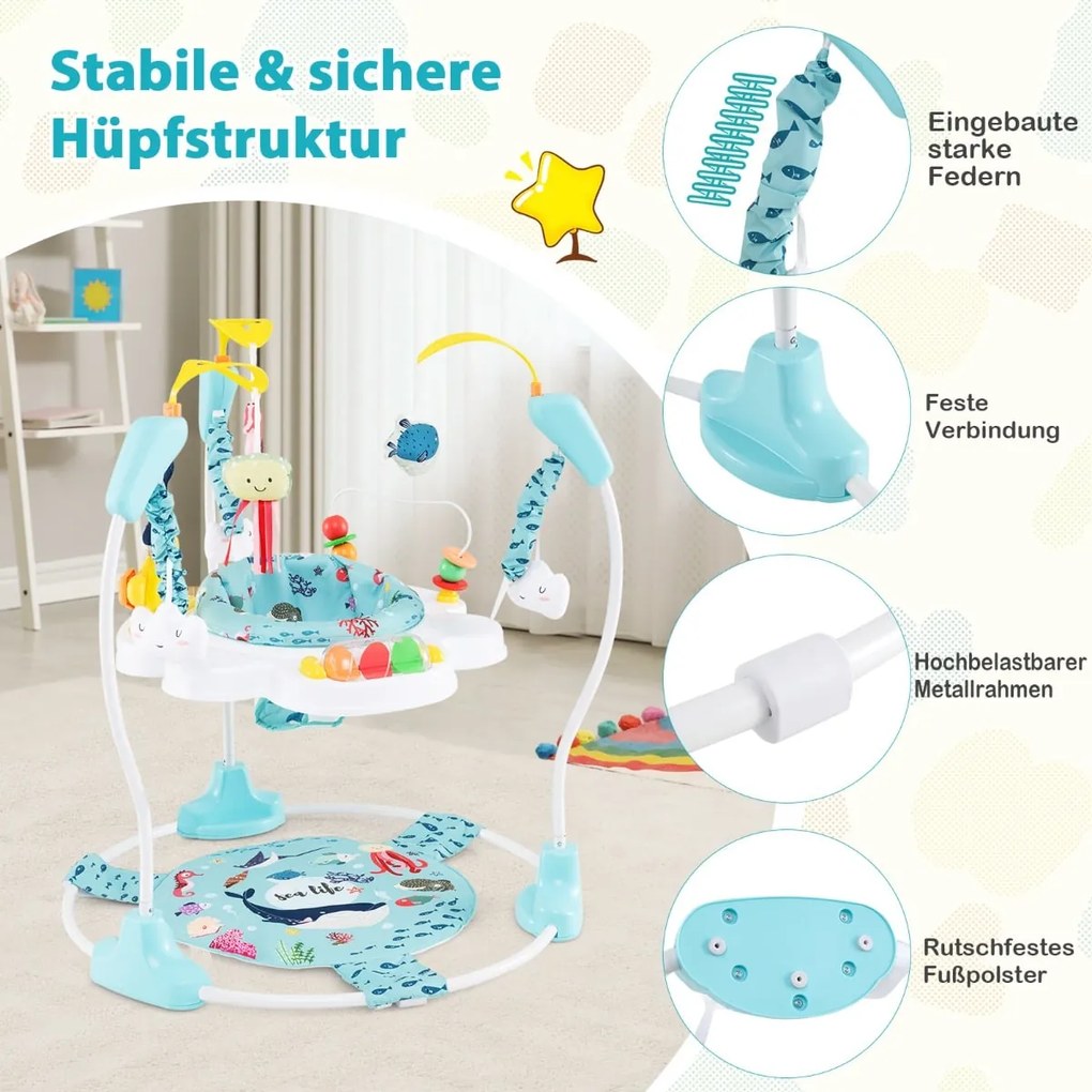 Costway Baby Sky Jumperoo s nastavitelnou výškou, hračkami a hudebním boxem