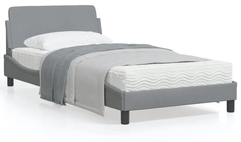 Rám postele s čelem světle šedý 100x200 cm textil,  373125