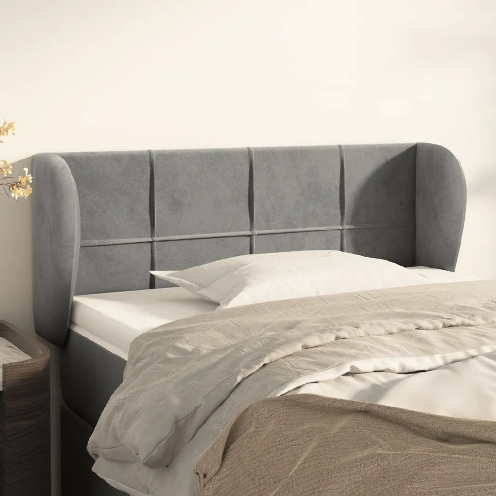 Čelo postele typu ušák světle šedé 83x23x78/88 cm samet 3117174