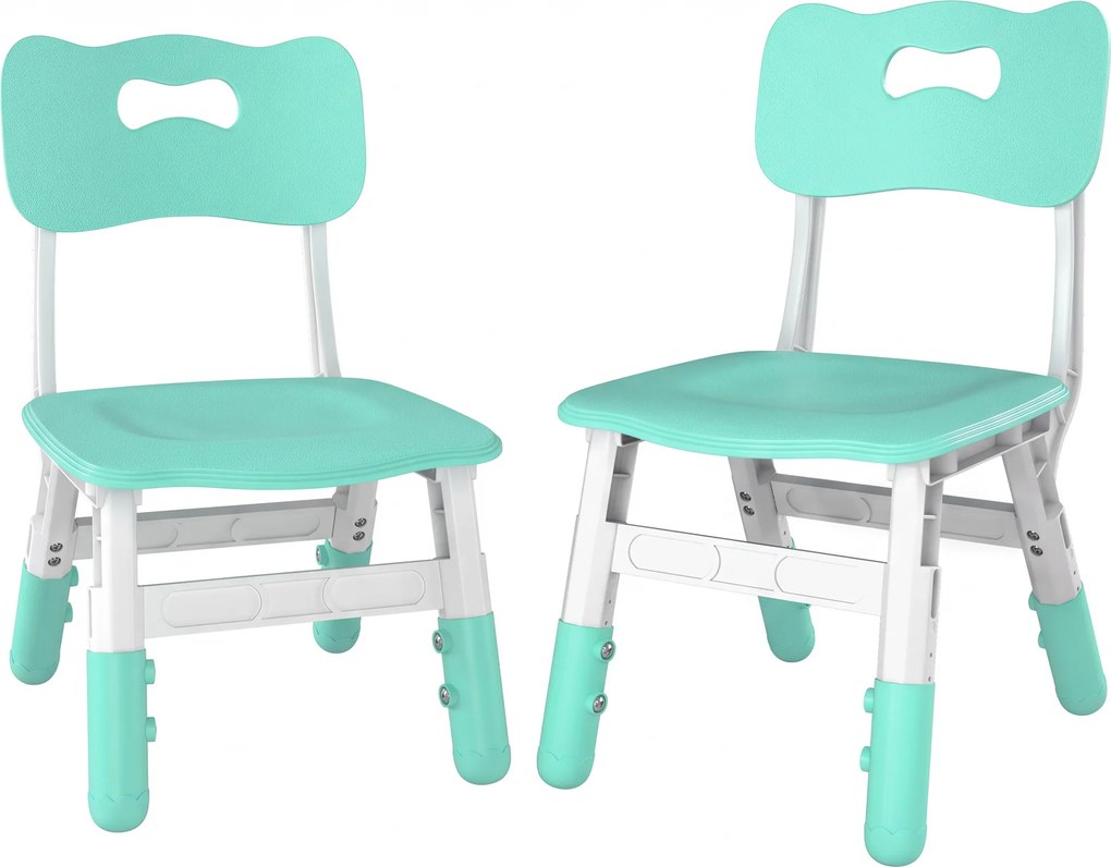 AIYAPLAY dětská židle k psacímu stolu, 2kusová sada, výškově nastavitelná 26-30 cm, ergonomické opěradlo, bez područek pro 1,5–8 let, zelená