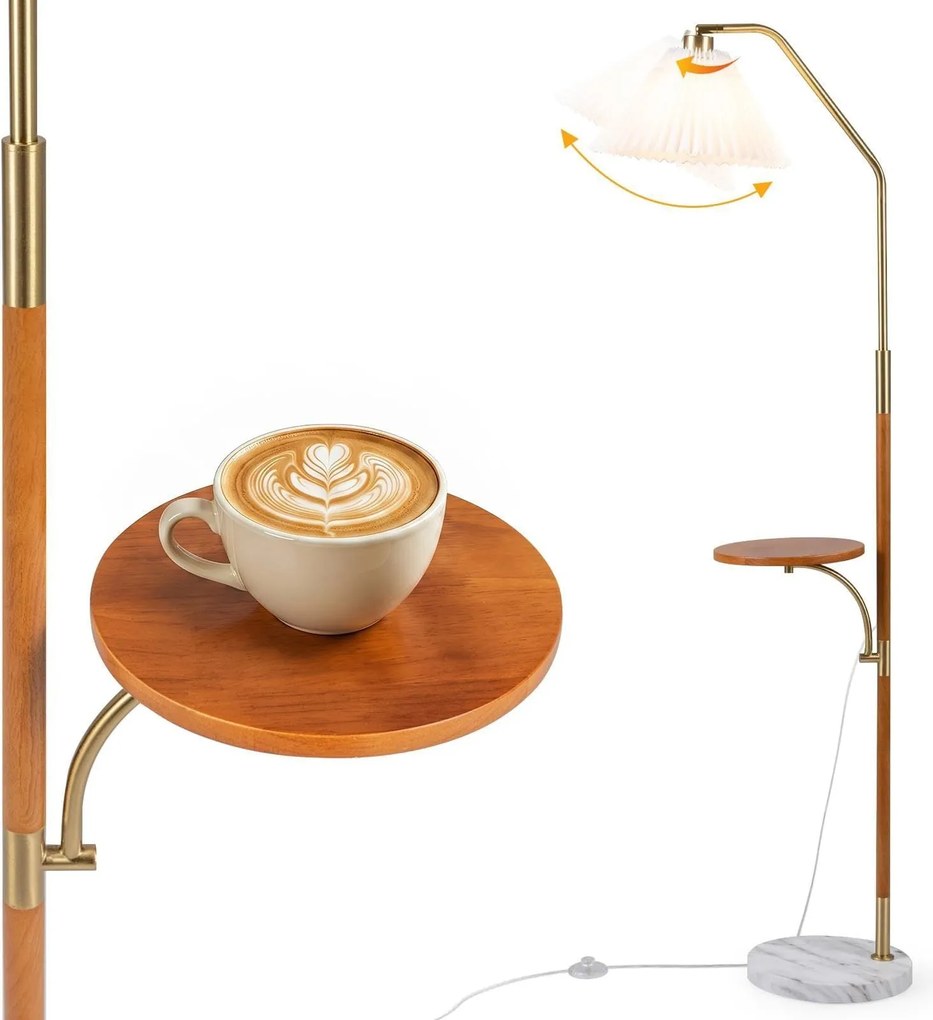 Costway Stojací lampa 160 cm s policí skládaného papírového stínidla