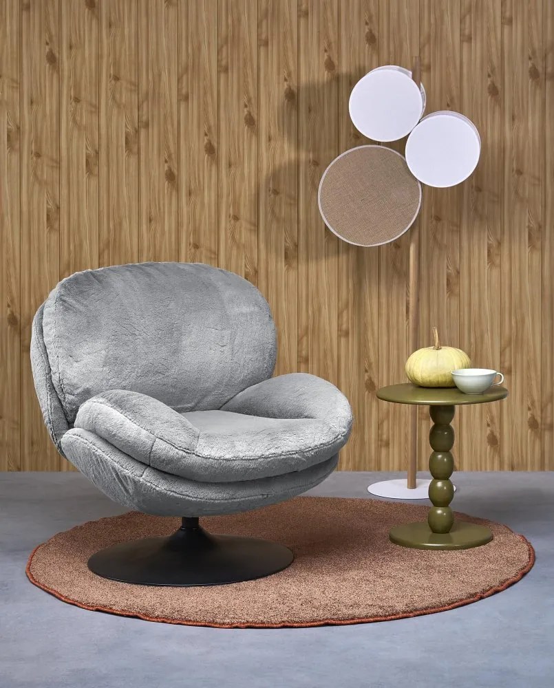 Elegantní SHELL Relaxační Křeslo z Šedé Tkaniny Halmar