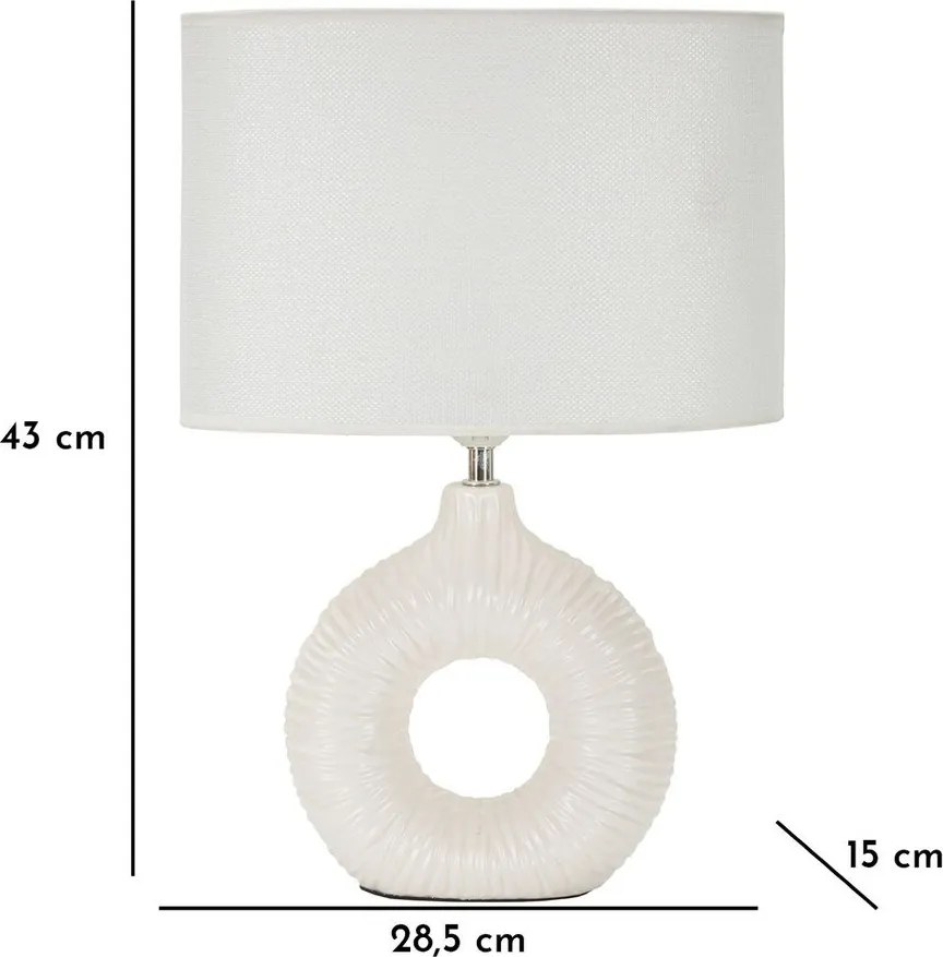 Bílá keramická stolní lampa s textilním stínidlem (výška 43 cm) Seta – Mauro Ferretti