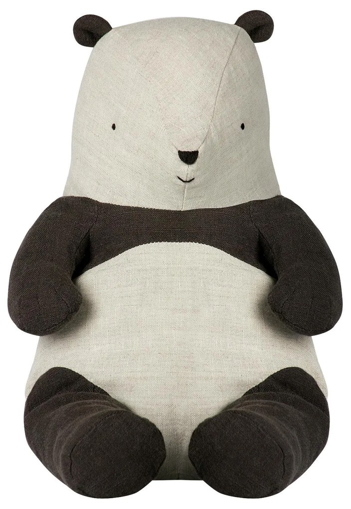 Maileg Textilní panda - medium, černá barva, krémová barva, textil
