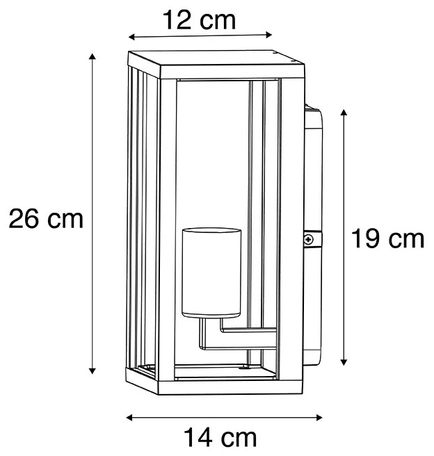 Chytrá nástěnná lampa černá 26 cm IP44 vč. Wifi ST64 - Charlois