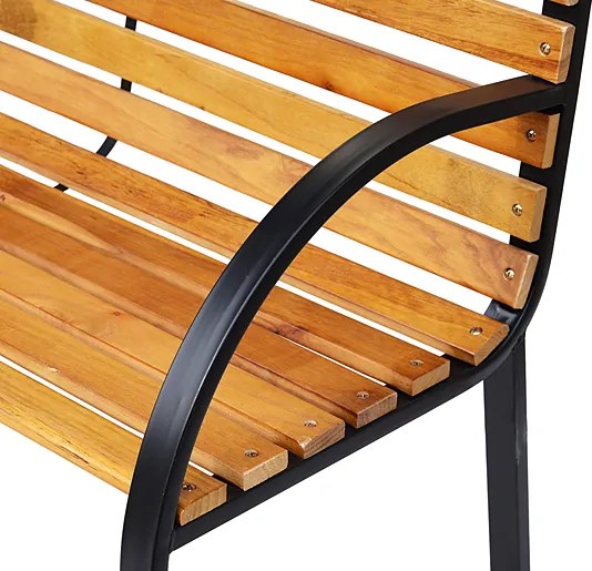 Zahradní lavička Outsunny 2místná lavička z oceli a borovicového dřeva, přírodní vzhled, Š122 x D60 x V83 cm, ideální na zahradu a terasu