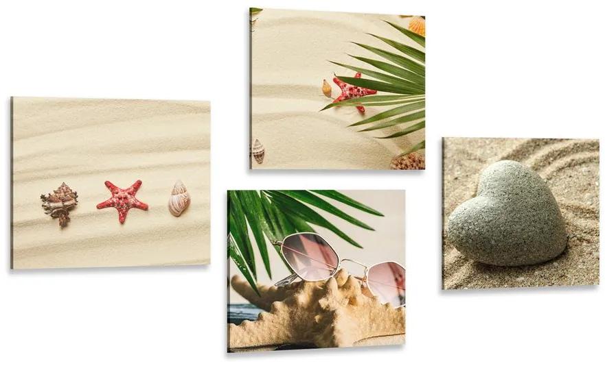 Set obrazů zátiší písečné pláže