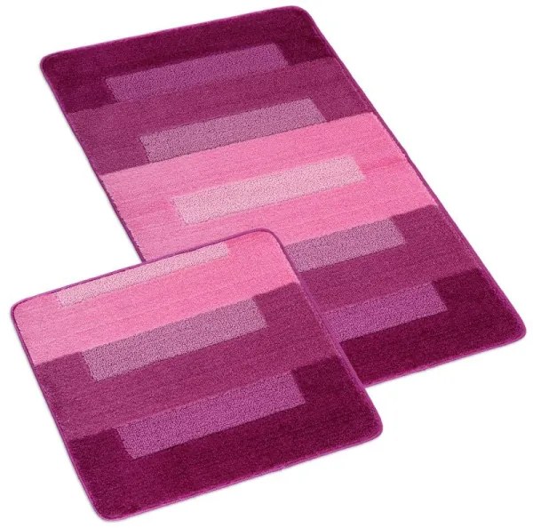 Bellatex koupelnové předložky SADA BANY 60x100 + 60x50 cm bez výkroje Obdélník Růžová,Vínová