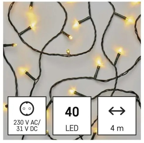 Vánoční osvětlení EMOS D4AW21 40LED řetěz 4m teplá bílá programy s časovačem