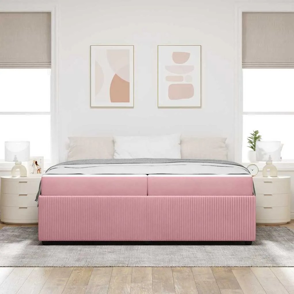 Rám postele Růžová 200 x 200 cm textil 3398443