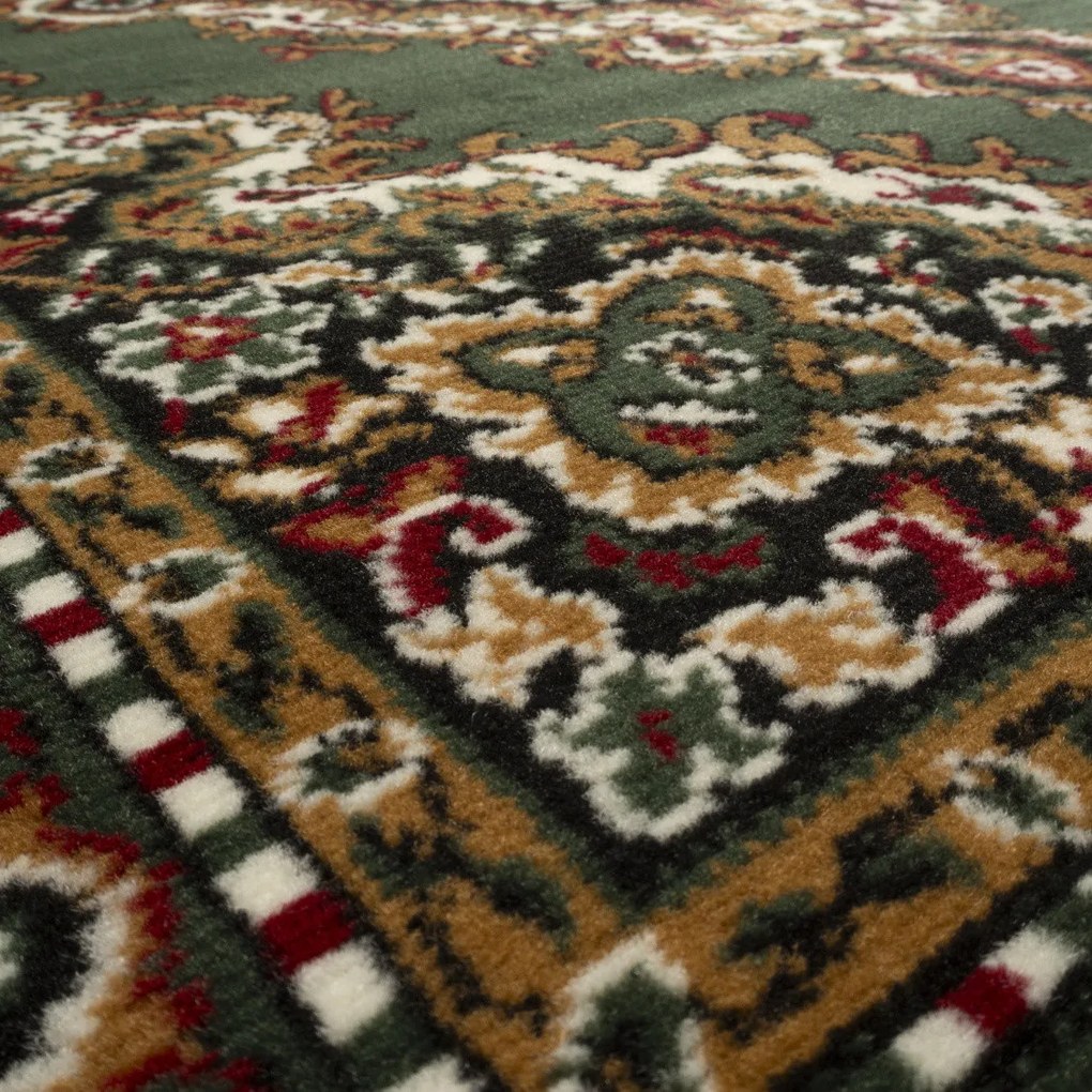 Alfa Carpets, Běhoun na míru TEHERAN T-102 green, šíře 100 cm, zelená, chodba / předsíň