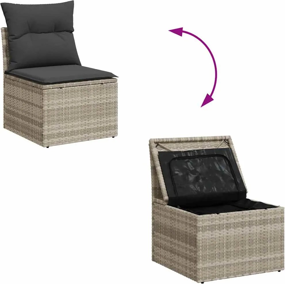 5dílná zahradní sedací souprava a podušky světle šedá polyratan 3326403