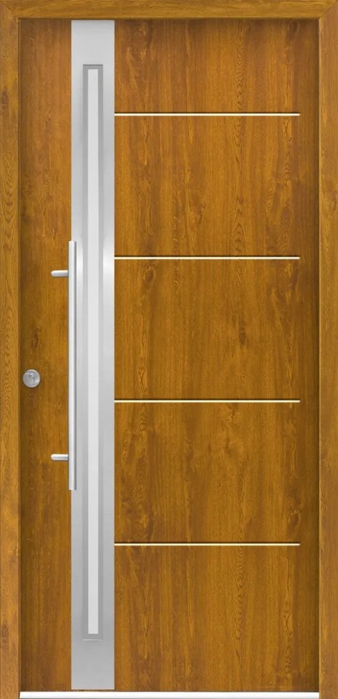 Solid Elements Vchodové dveře Themolux, 90 L, rozměr vč. zárubně: 1000 × 2080 mm, hliník, ocel, levé, dub zlatý, prosklené