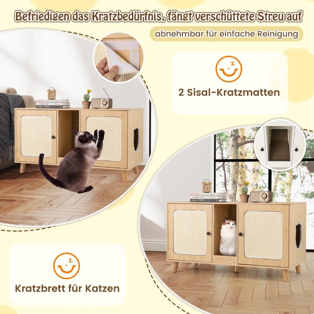 Costway Kočičí skříňka na kočičí záchod kočičí wc s 2 dvířky kočičí domeček