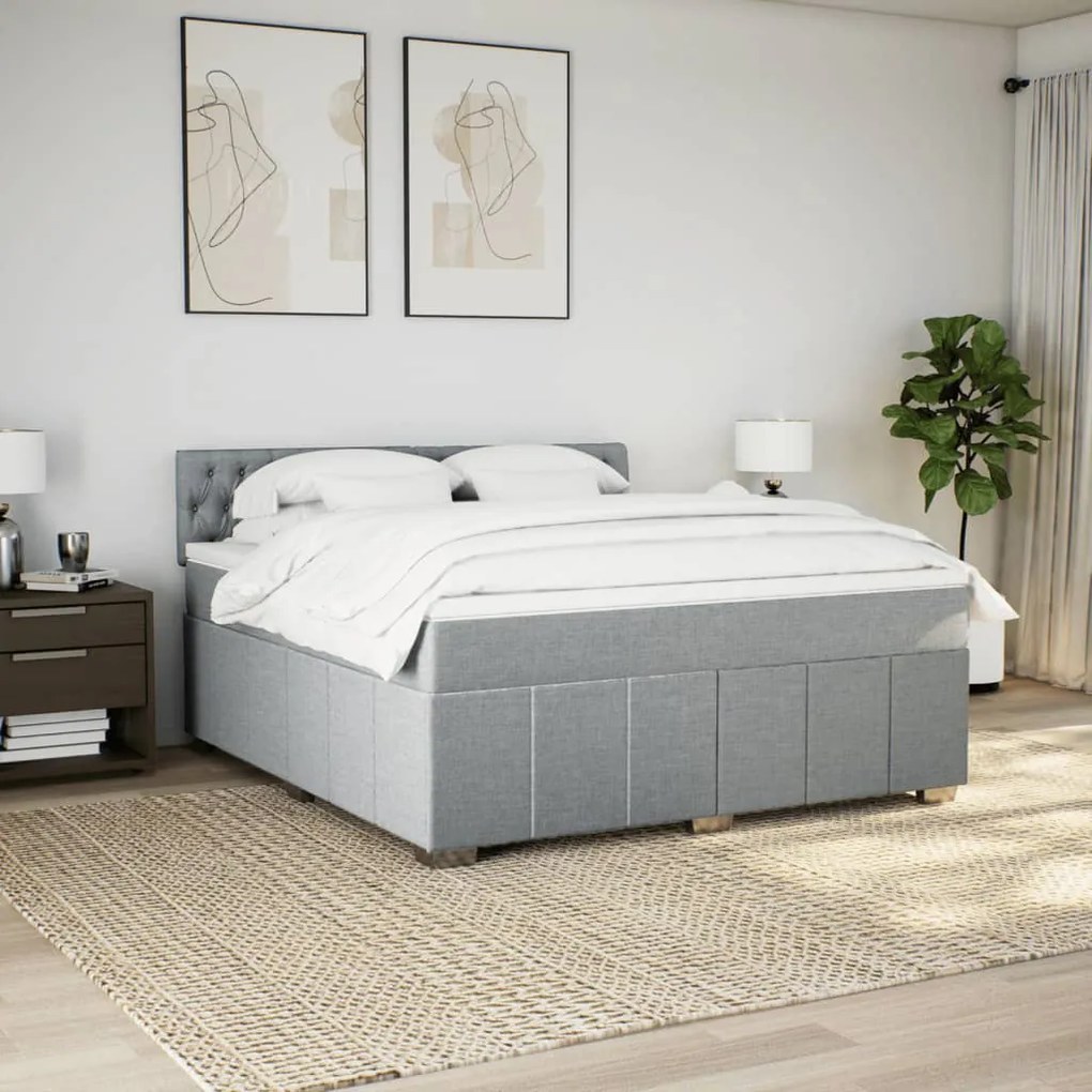 Box spring postel s matrací světle šedá 180 x 200 cm textil 3289454