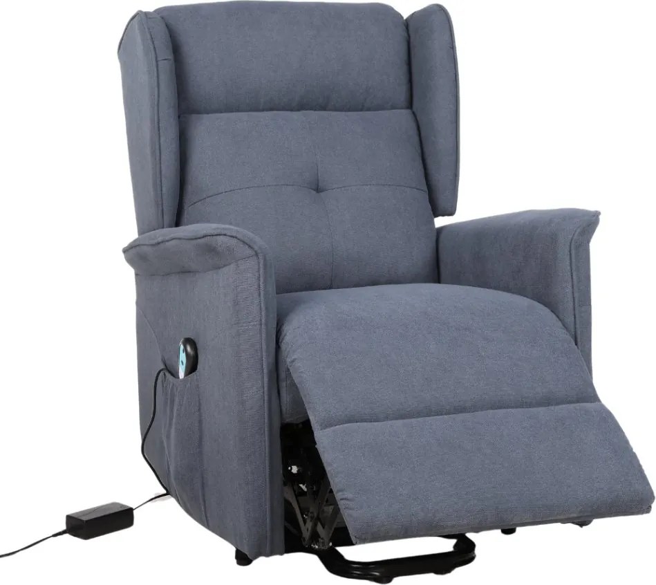 TV křeslo ušák RELIA s elektrickým polohováním — látka, šedá, nosnost 130 kg