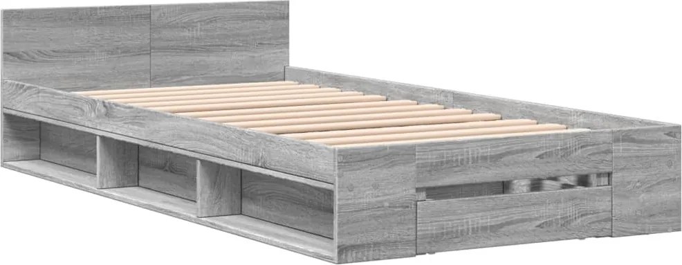 Rám postele se zásuvkou šedý sonoma 100x200 cm kompozitní dřevo 3280795