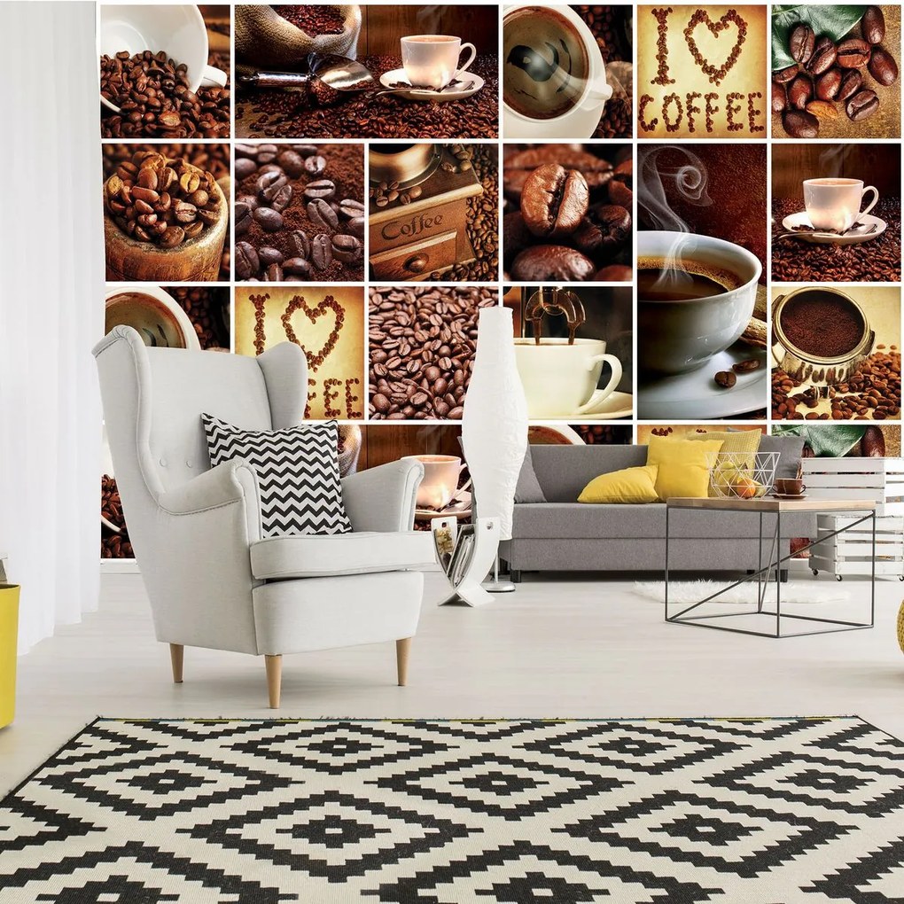 Fototapeta - I Love Coffee - koláž (152,5x104 cm)