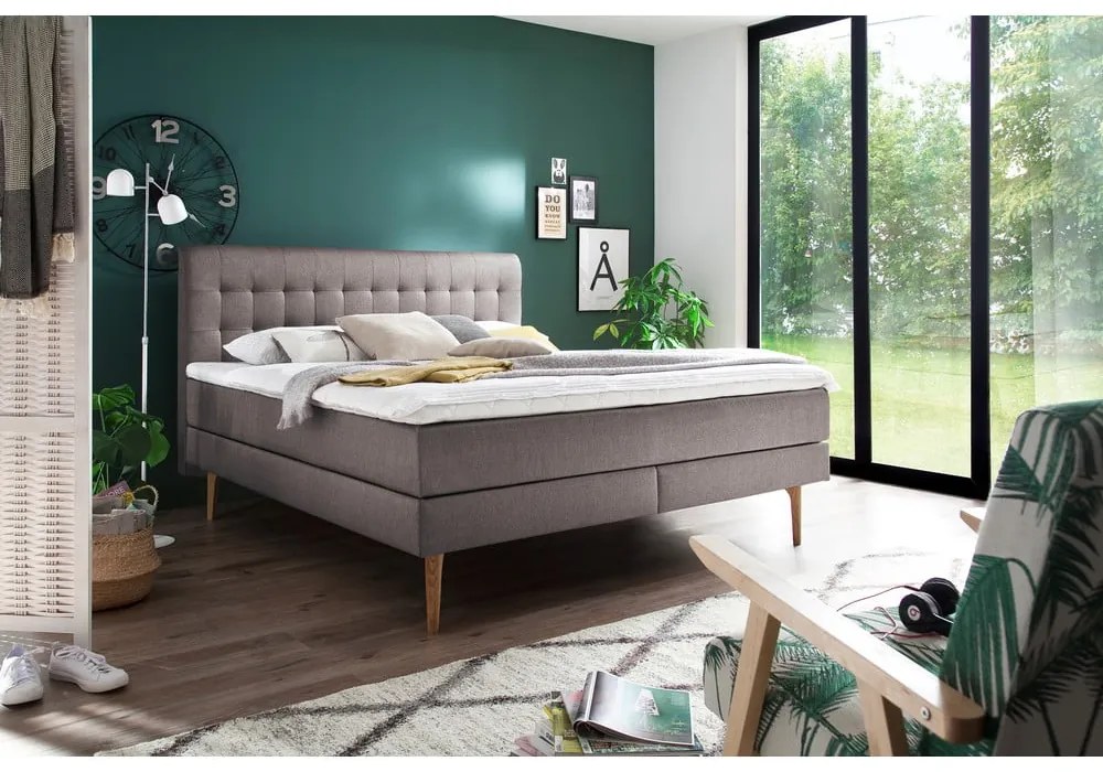 Šedohnědá boxspring postel 180x200 cm Massello – Meise Möbel