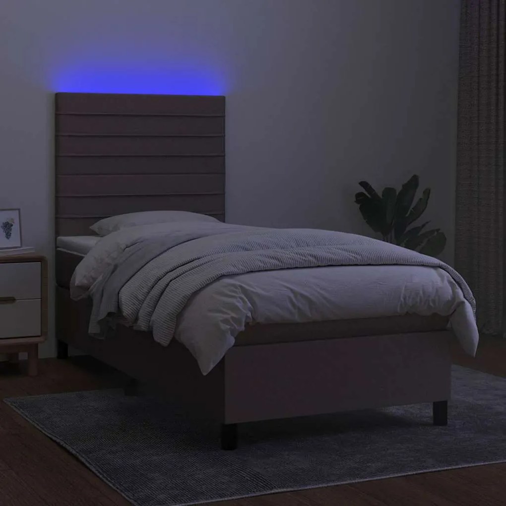 Box spring postel s matrací a LED taupe 80 x 200 cm textil 3134913