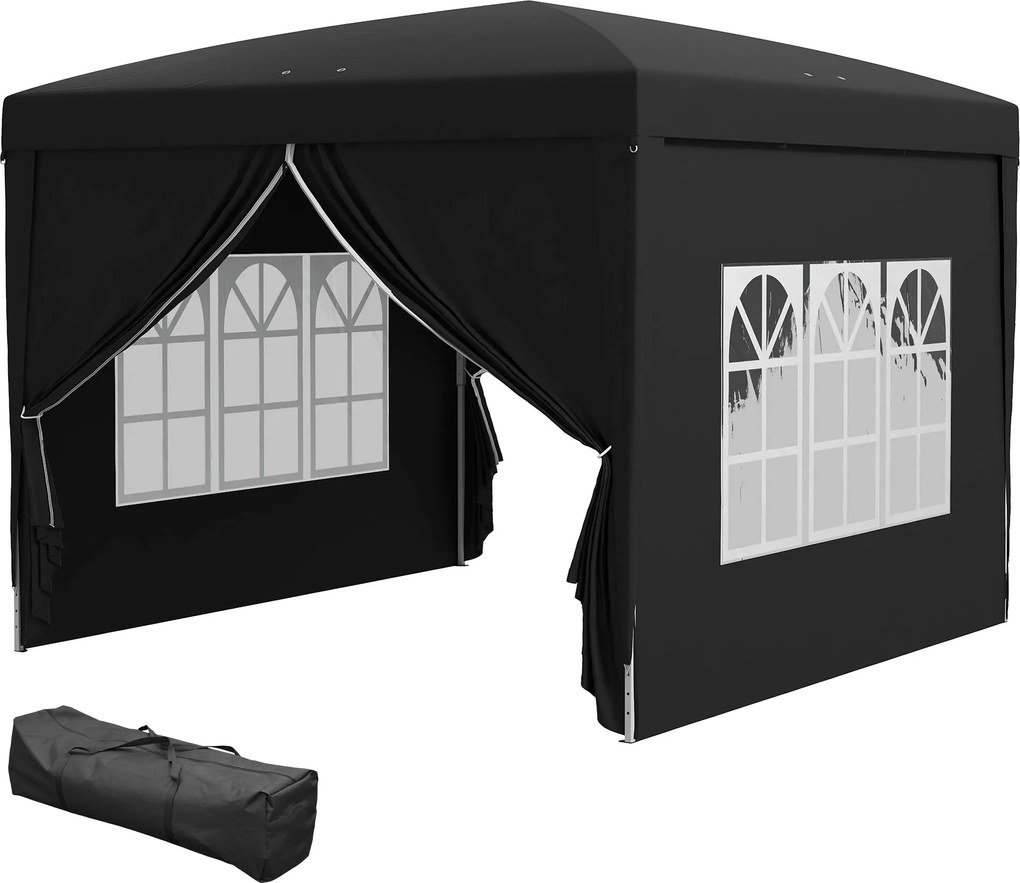 Pavilon Outsunny přibližně 3x3m, voděodolný stabilní zimní skládací pavilon, UV ochrana 50+, skládací párty stan se 4 bočními stěnami a taškou pro zah