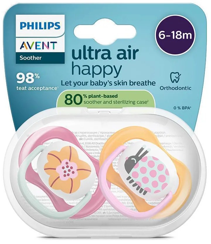 PHILIPS AVENT Šidítko Ultra air obrázek 6-18 m 2 ks Philips Avent Chlapec