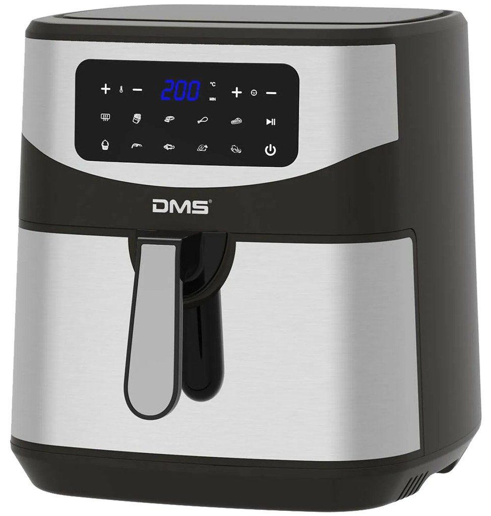 Digitální horkovzdušná fritéza DMS Germany HF-7S / 1800 W / 7 litrů / černá/nerez