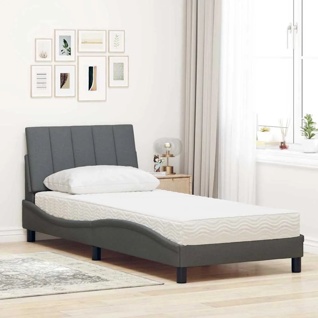 Postel s matrací Hanko tmavě šedá 90 x 200 cm textil 3310504
