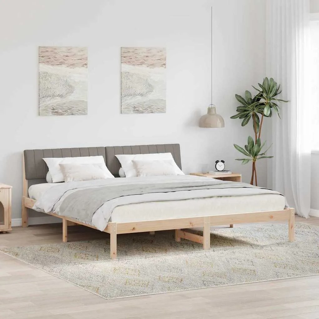Rám postele Hnědá a taupe 180 x 200 cm Masivní borovicové dřevo 3394356