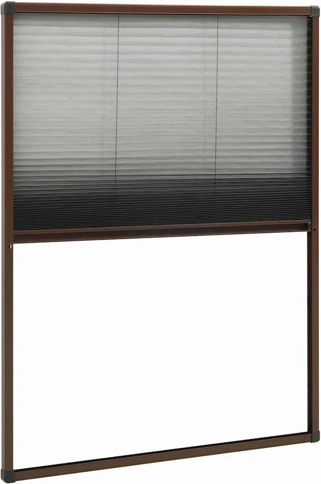 Plisovaná okenní síť proti hmyzu hliník hnědá 80 x 120 cm 148655