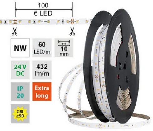 LED pásek McLED 24V neutrální bílá CRI90 š=10mm IP20 4,8W/m 60LED/m SMD2835 ML-126.872.60.2