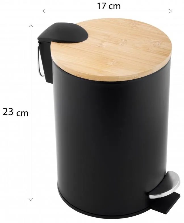 Erga Kosz na śmíci do łazienki 3l czarny mat bambus segregacja SOFT CLOSE - Yoka