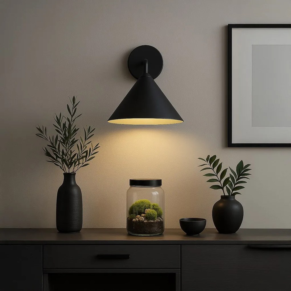 Nástěnné svítidlo Capital, 1x černé kovové stínítko, (fi 21cm), b